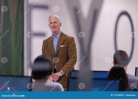 Teacher And Babes In Computer Lab Classroom Stock Image Image Of Class Male