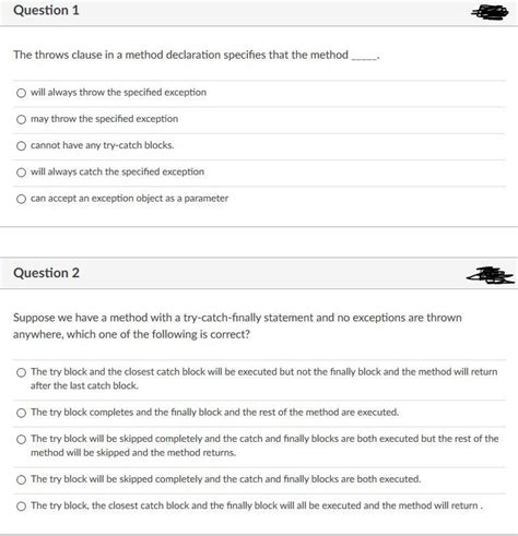 Solved Question 1 The Throws Clause In A Method Declaration
