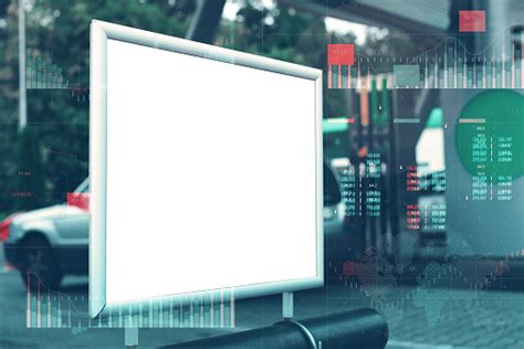 기술 적 배경에 연료 디스펜서가있는 주유소 가솔린과 연료에 대한 가격 상승그래프 0명에 대한 스톡 사진 및 기타 이미지 0명