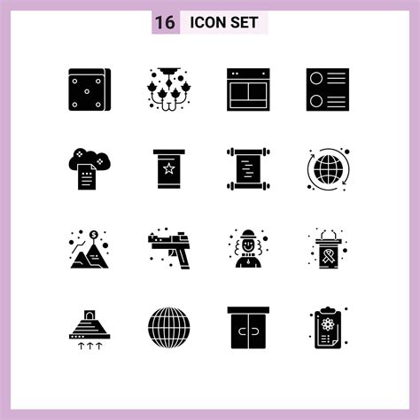 Set Of 16 Modern Ui Icons Symbols Signs For Online Docs Digital Storage Layout Cloud Reporting
