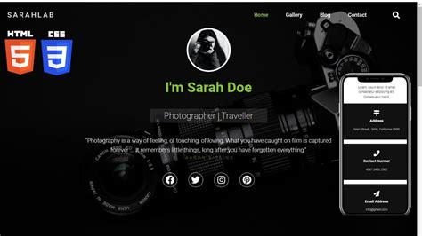 build a responsive photography website using html and css for advance