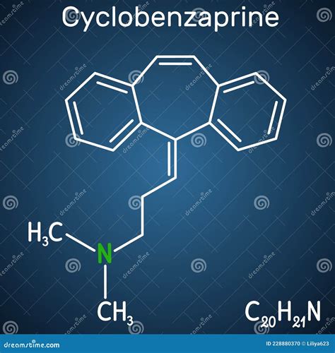 Cyclobenzaprine Molecule It Is Centrally Acting Muscle Relaxant Structural Chemical Formula