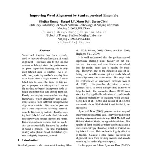 improving word alignment by semi supervised ensemble acl anthology
