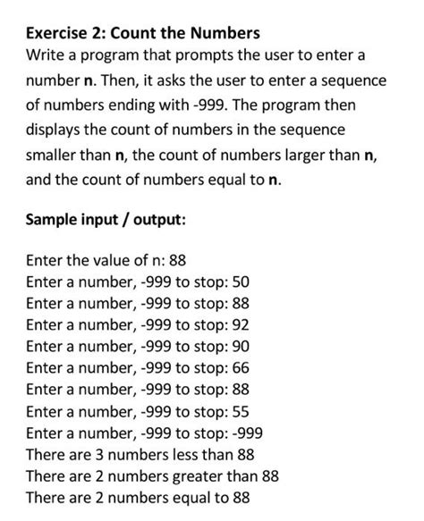 solved exercise 2 count the numbers write a program that