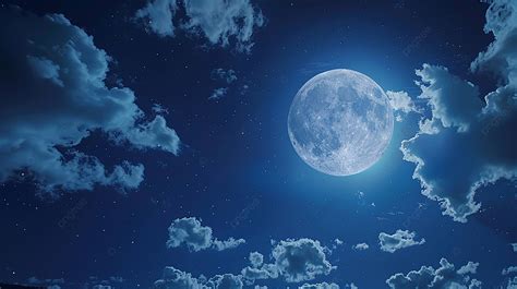 고요한 밤하늘 보름달과 부드러운 조명으로 흩어진 구름 현실적인 밤하늘 보름달 달빛 배경 일러스트 및 사진 무료 다운로드 Pngtree