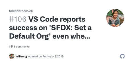 vs code reports success on sfdx set a default org even when the