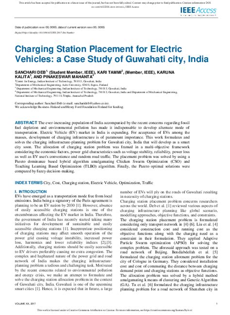Pdf Charging Station Placement For Electric Vehicles
