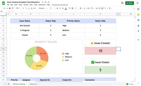 Issue Tracker Template Google Sheets Track Project Management Task Tracker Priority And Status