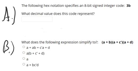 Solved The Following Hex Notation Specifies An 8 Bit Signed