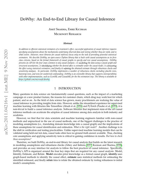 Dowhy An Endtoend Library For Causal Inference Pdf Causality