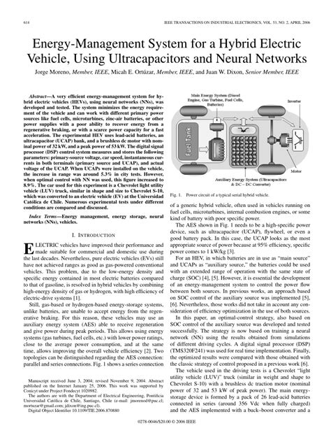 Pdf Energy Management System For A Hybrid Electric Vehicle Using Ultracapacitors And Neural