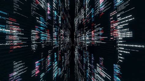 Programming Code Flowing On Black Background With 3d Effect Seamless Loop Animation Abstract