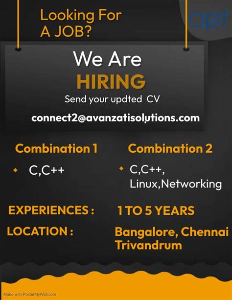 Avanzati Product Technologies On Linkedin Job Experiencer Bangalore