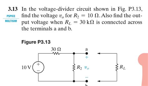 solved 3 13 in the voltage divider circuit shown in fig p3 13