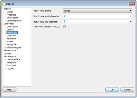Pgadmin Query Tool Options Pgadmin Iii Documentation