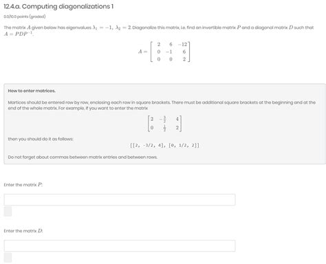Solved A Computing Diagonalizations Points Chegg