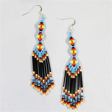 Three Tier Diamond Beaded Dangle Earrings Southwest Indian Foundation 11192