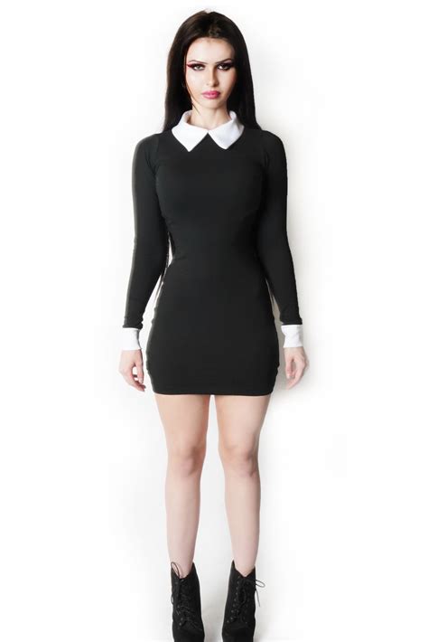 Black Dress White Collar And Cuffs
