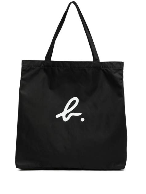 Agnès B Logo print Tote Bag In Black ModeSens