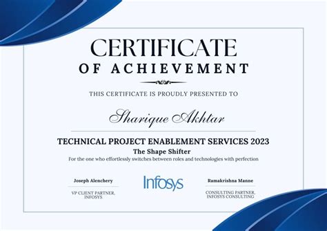 Sharique Akhtar On Linkedin Recognition Certification Infosys