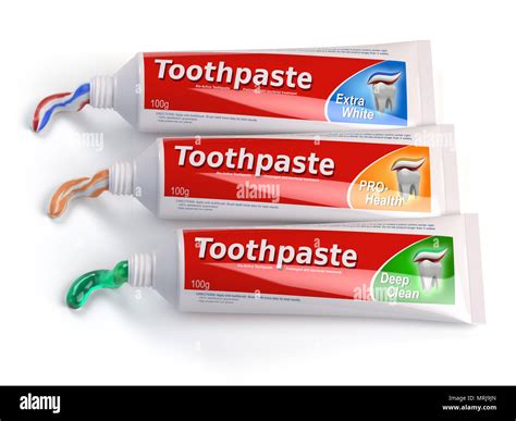 Tubes Of Toothpaste In Different Colors And Differnt Types Of