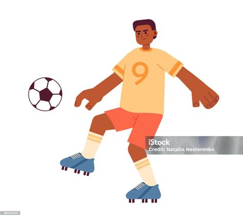 아프리카 계 미국인 축구 선수 세미 평면 컬러 벡터 캐릭터 2차 도형에 대한 스톡 벡터 아트 및 기타 이미지 2차 도형 Championship 가공의 인물 Istock