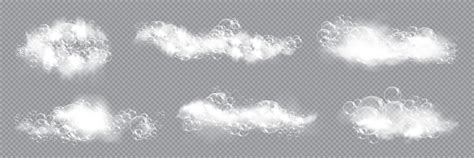 투명 한 배경에 거품 고립 된 벡터 일러스트와 목욕 거품 비누 샴푸와 비누 거품 거품 의 세트는 벡터 일러스트를 거품 3차원 형태에 대한 스톡 벡터 아트 및 기타 이미지