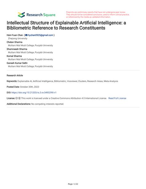Pdf Intellectual Structure Of Explainable Artificial Intelligence A Bibliometric Reference To