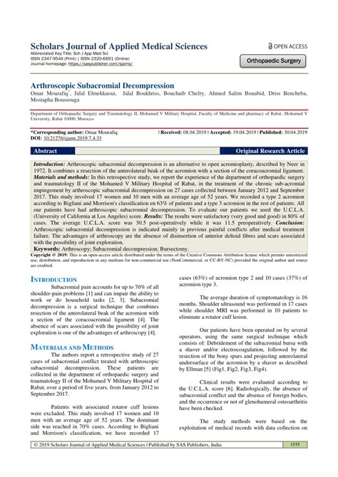 Pdf Arthroscopic Subacromial Decompression