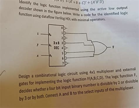 Solved Identify The Logic Function Implemented Using The