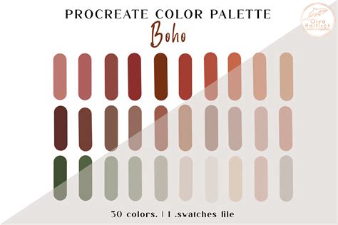 Boho Procreate Color Palette Earthy Muted Color Swatches By Olya