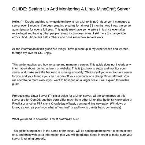 Guide Setting Up And Monitoring A Linux Minecraft Serversmlxtpdfpdf