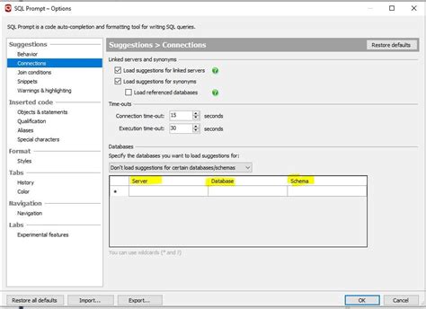 is there a way to tell sql prompt ignore a certain schema when