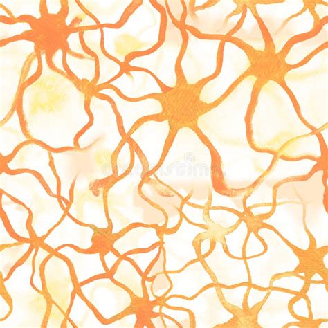 Abstract Watercolor Seamless Pattern Of A Neuron Connections Stock