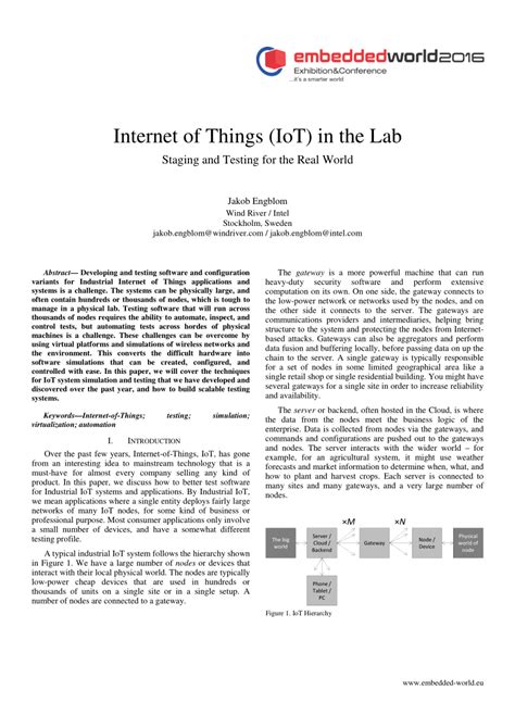 PDF Internet Of Things IoT In The Lab Staging And Testing For The Real World