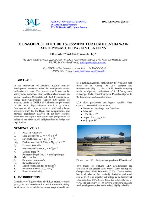 Pdf Open Source Cfd Code Assessement For Lighter Than Air Aerodynamic