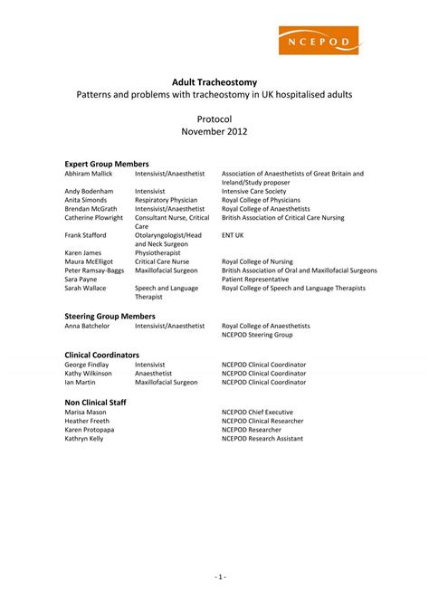 Adult Tracheostomy Patterns And Problems With Tracheostomy In Uk