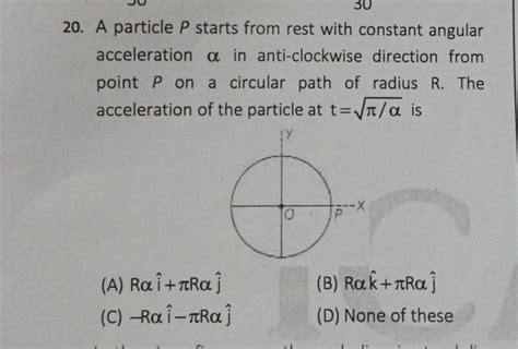 SOLVED A particle P starts from rest with constant angular acceleration α in anti clockwise
