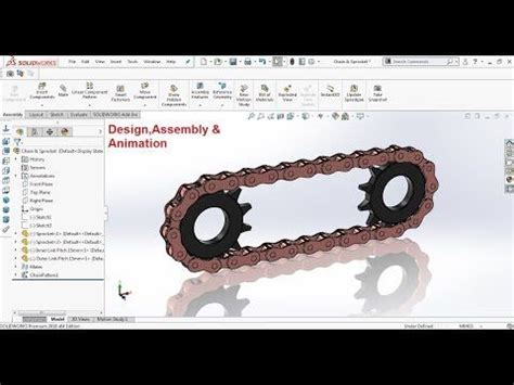 Solidworks Tutorial Chain And Sprocket Animation With Design And Assembly Solidworks Tutorial