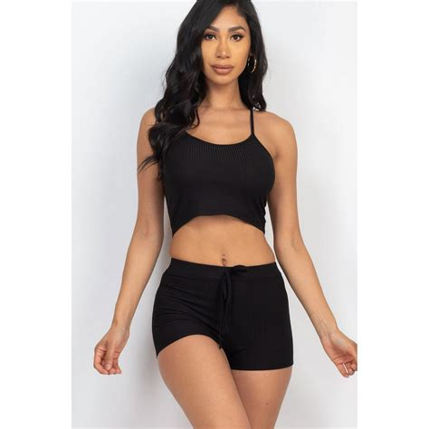 Conjunto Capella Apparel Top Cami Corto Acanalado Y Shorts Lider