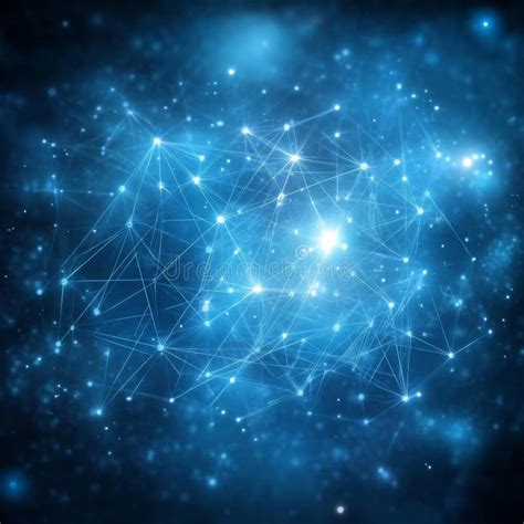 Abstract Blue Glowing Network Connections Lines And Particles Technology Science Background