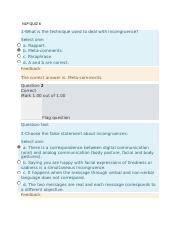 NLP QUIZ Docx NLP QUIZ What Is The Technique Used To Deal With Incongruence Select One