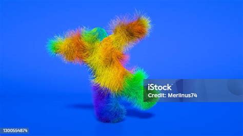 재미 털이 여러 가지 빛깔의 괴물 남자 캐릭터 댄스 모피 짐승 데 춤 모피 밝은 재미 푹신한 캐릭터 눈사람 모션 디자인 3d