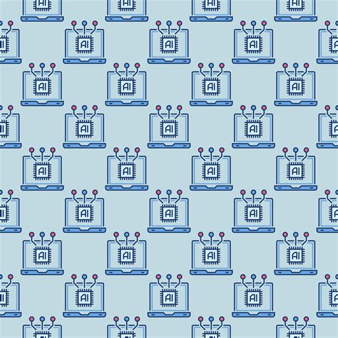 Laptop With Ai Chip Vector Artificial Intelligence Colored Seamless Pattern 37976604 Vector Art