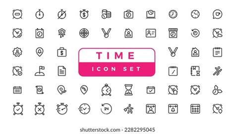 Time Clock Calendar Timer Line Icons Stock Vector Royalty Free