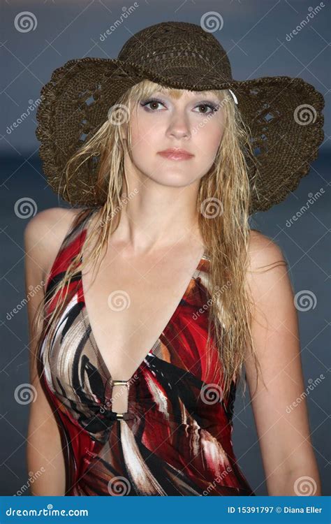 Blond Woman In Bathing Suit Stock Image Image Of Outdoor Glamour
