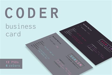 coder developer business cards business card templates ~ creative market