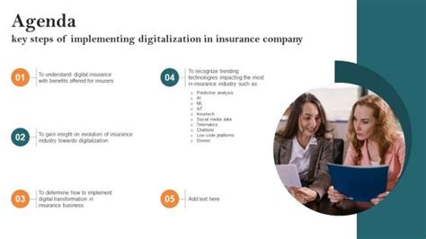Agenda Key Steps Of Implementing Digitalization In Insurance Company Ppt Slide
