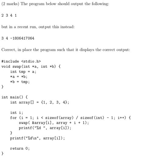 Solved 2 Marks The Program Below Should Output The Chegg