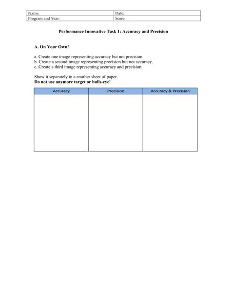 Accuracy And Precision Worksheet